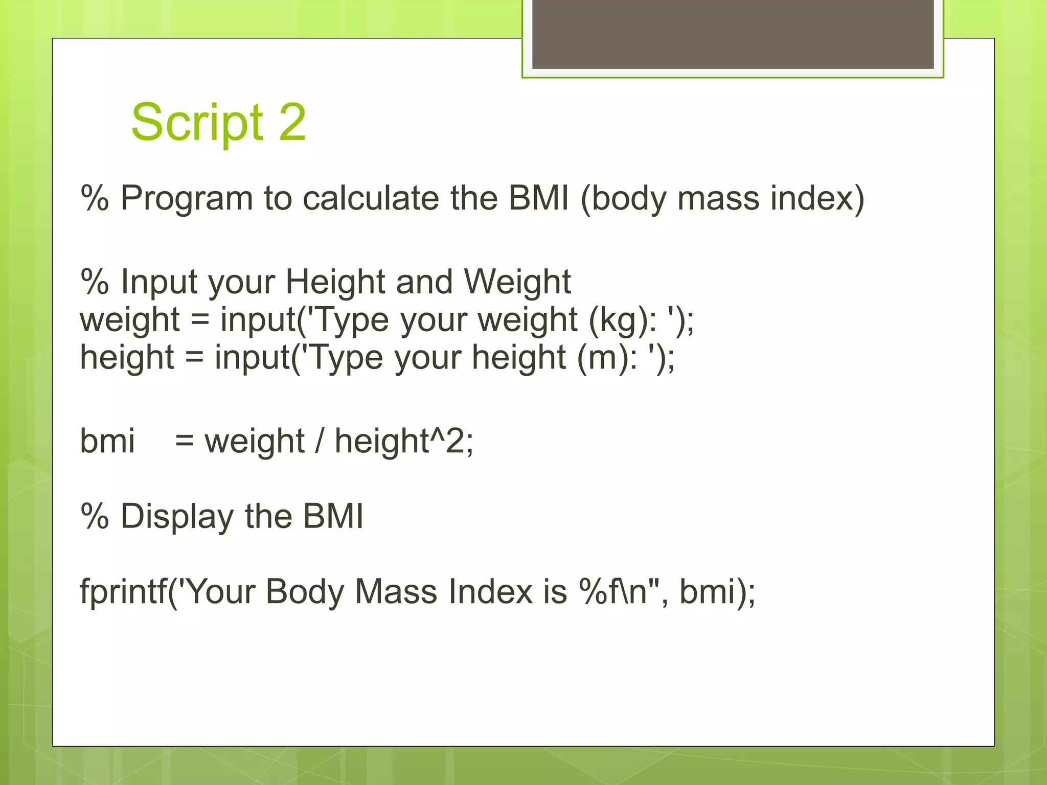 Matlab Scripts Examples Ppt