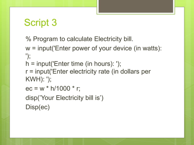 Matlab Scripts Examples Ppt