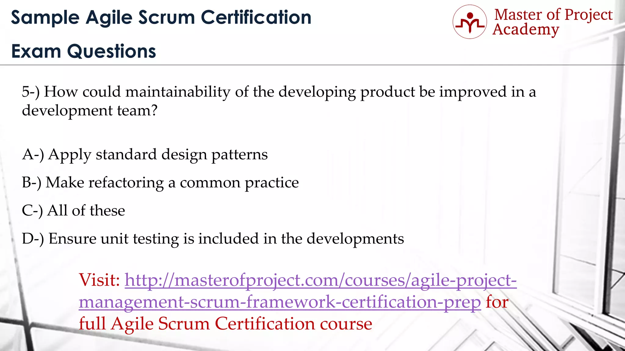 Sample Agile Scrum Certification Exam Questions | PDF