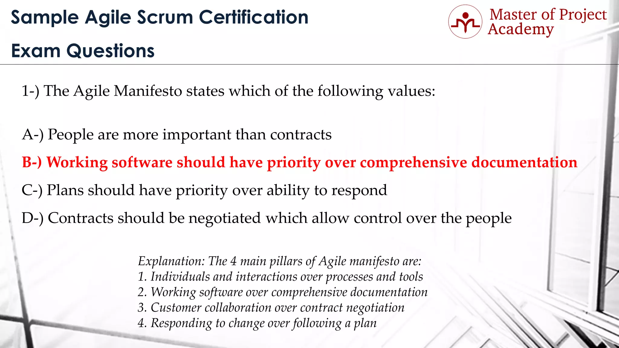 Sample Agile Scrum Certification Exam Questions | PDF