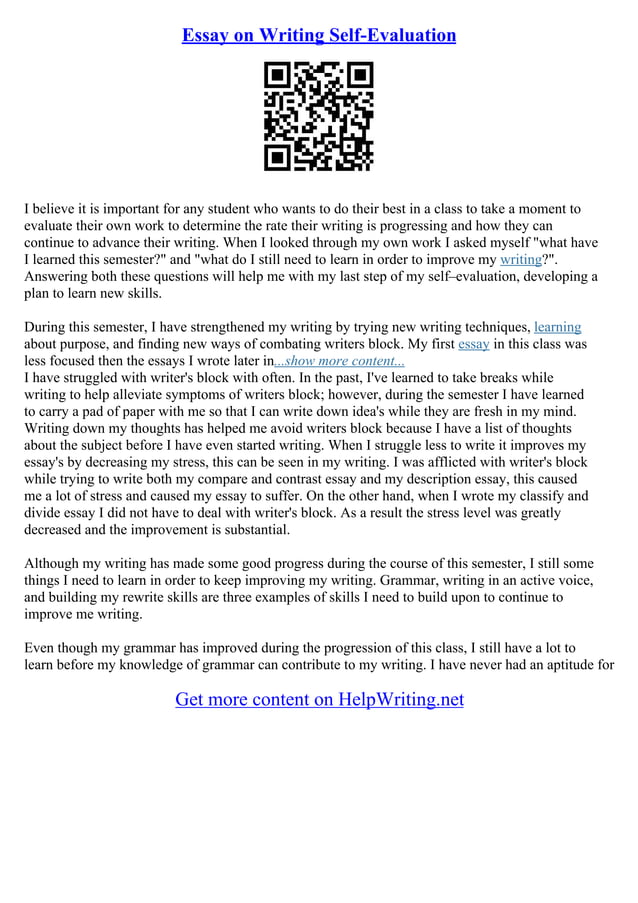 Sample Self Evaluation Essay | PDF