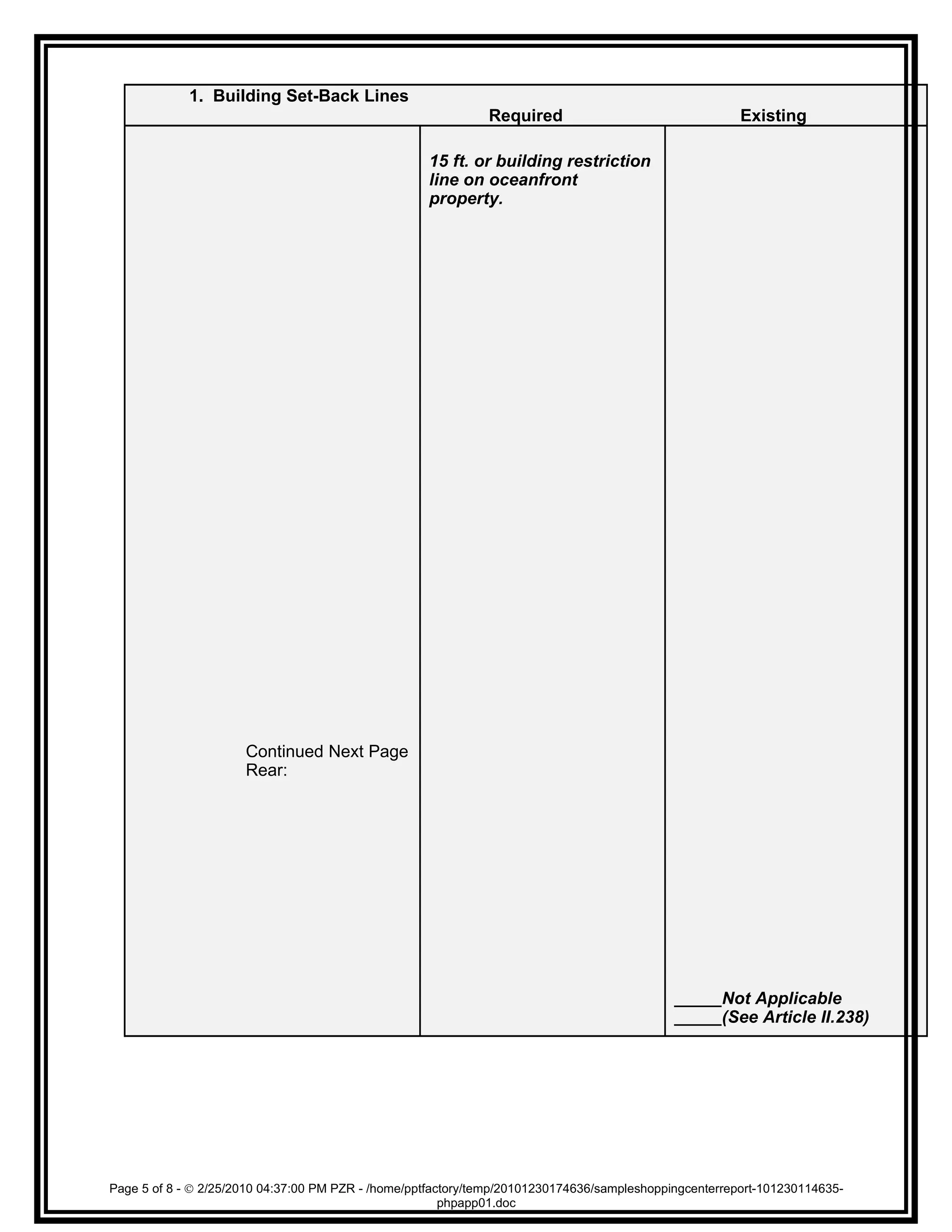 Sample Shopping Center Zoning Report | DOC