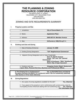 Sample Shopping Center Zoning Report | DOC