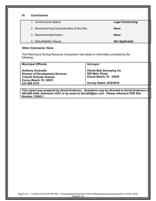 Sample Shopping Center Zoning Report | DOC