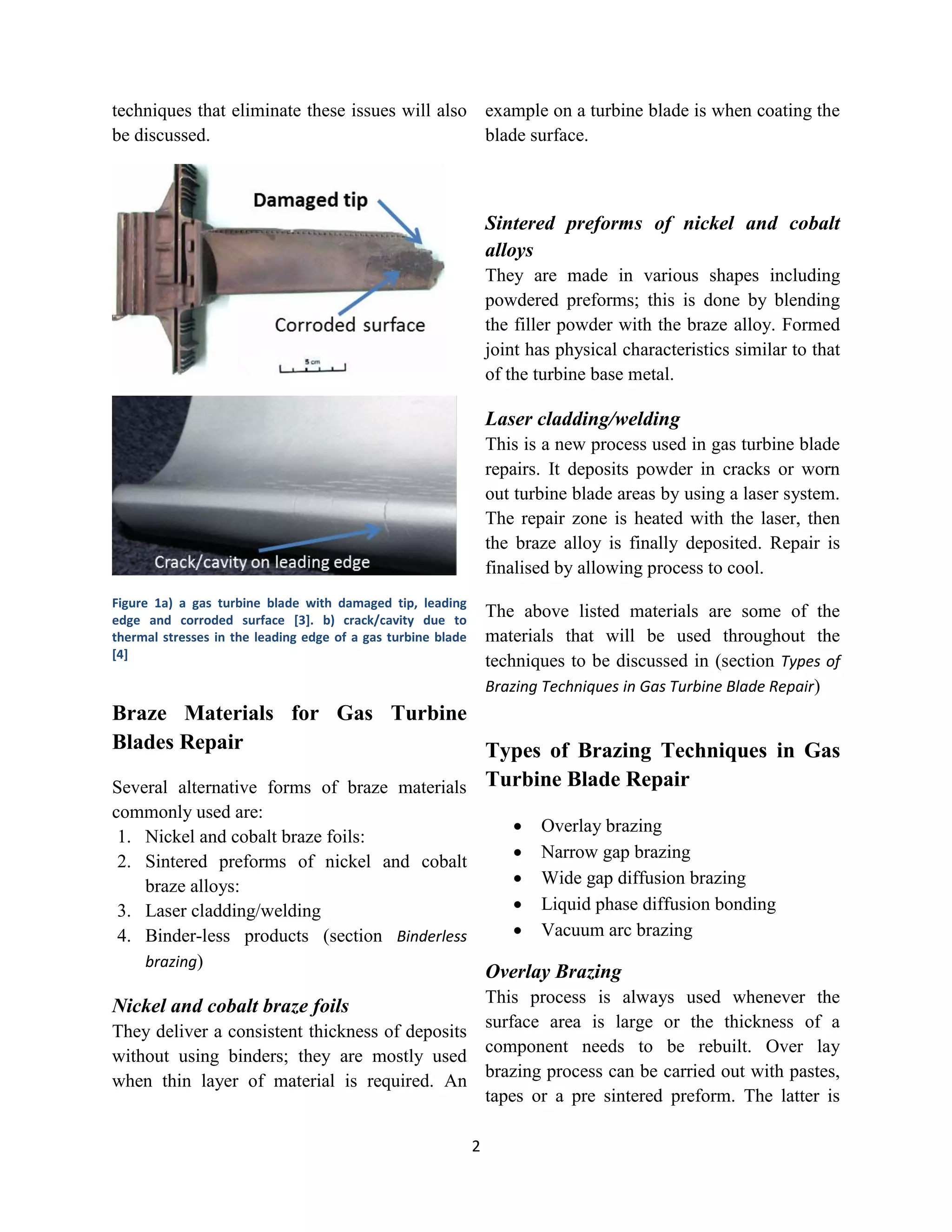 Short Paper on Braze Repair of Gas Turbine Blades | PDF