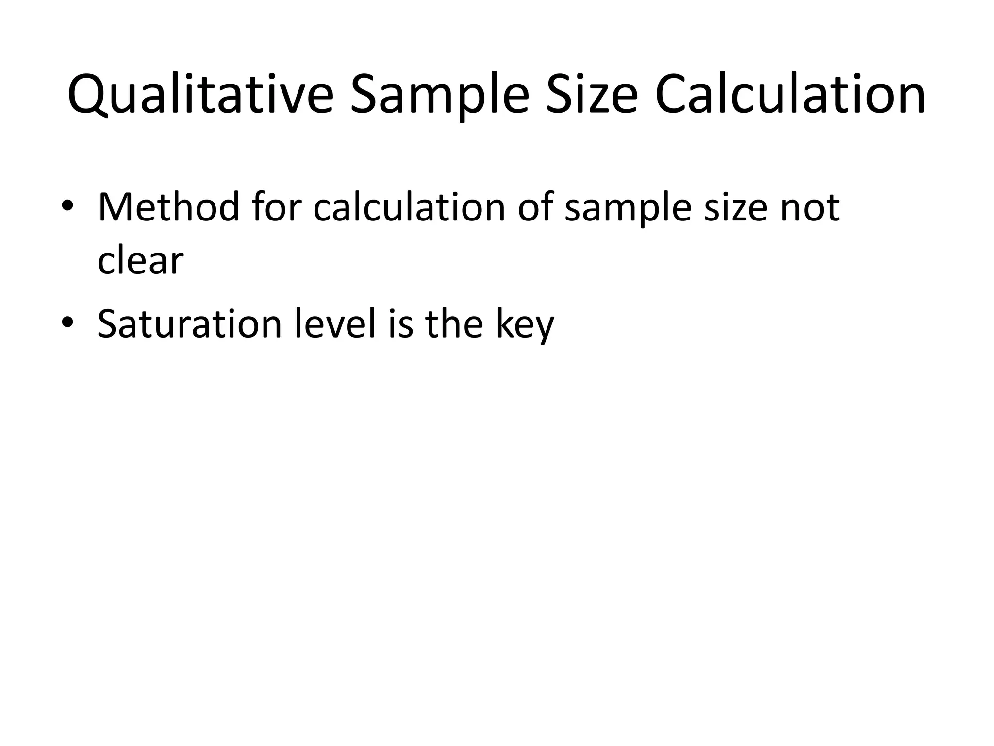 Sample Size Calculation for Quantitive and Qualitative Studies | PPTX