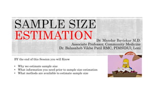 Basics of Sample Size Estimation | PPTX | Physics | Science