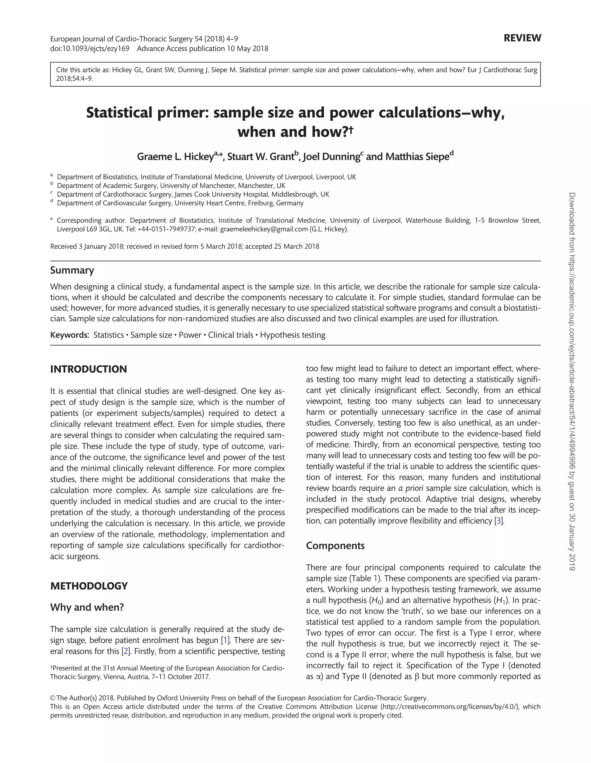 Sample size and power calculations | PDF