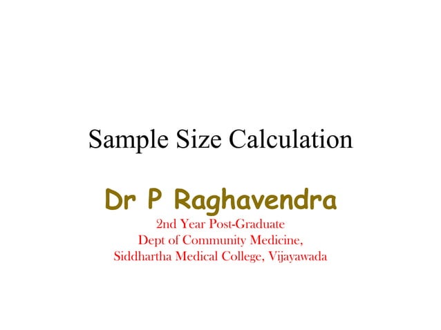 Sample size calculation | PPTX | Biological Sciences | Science