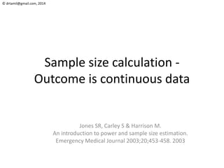 Sample size calculation - a brief overview | PPTX
