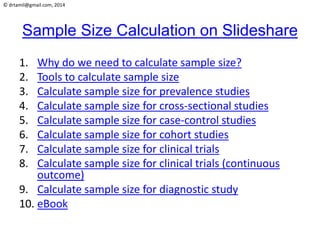 Sample size calculation - a brief overview | PPTX