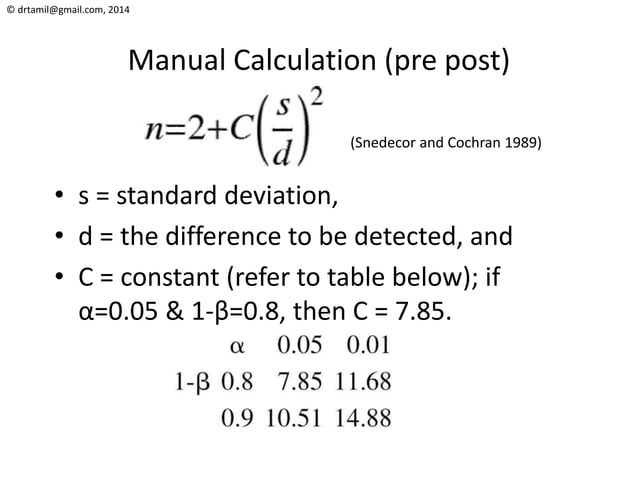 Sample size calculation - a brief overview