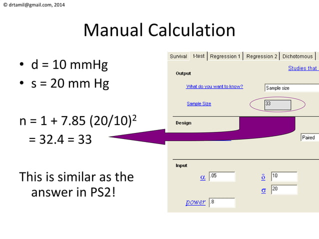 Sample size calculation - a brief overview