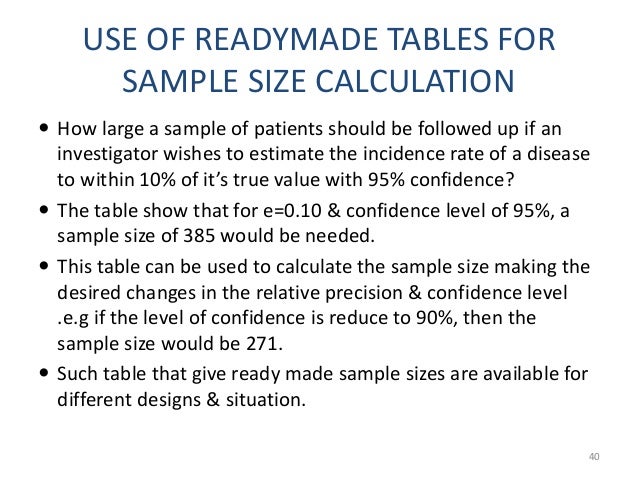 Sample size calculation