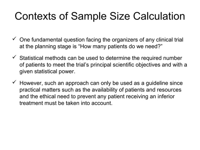 Sample size calculation final | PPT | Physics | Science