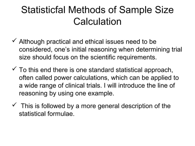 Sample size calculation final | PPT | Physics | Science