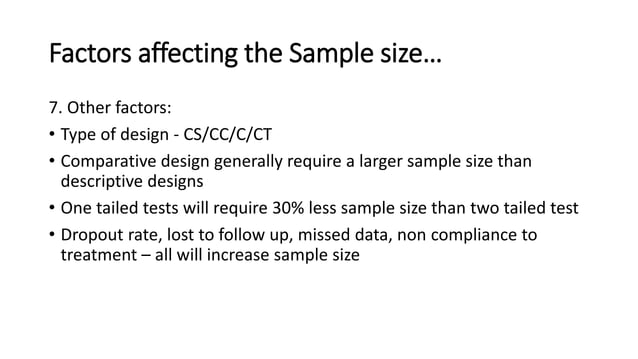 SAMPLE SIZE CALCULATION IN DIFFERENT STUDY DESIGNS AT.pptx | Science