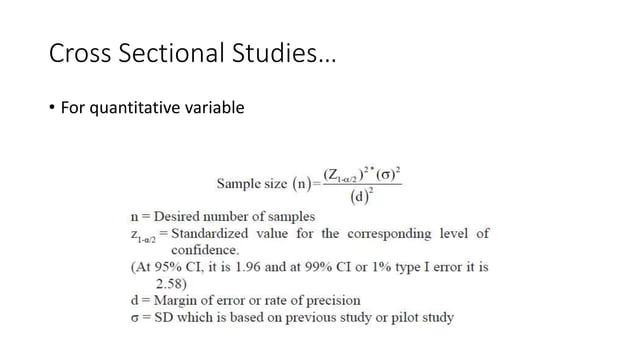 SAMPLE SIZE CALCULATION IN DIFFERENT STUDY DESIGNS AT.pptx | Science