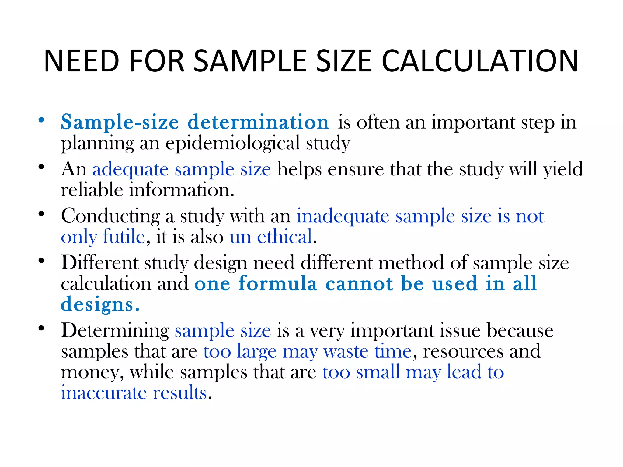 Sample size calculations | PPT