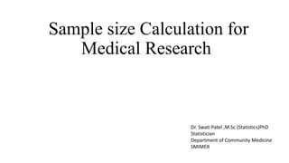 sample size calculation for Bio Medical research | PPT