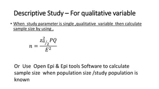 sample size calculation for Bio Medical research | PPT