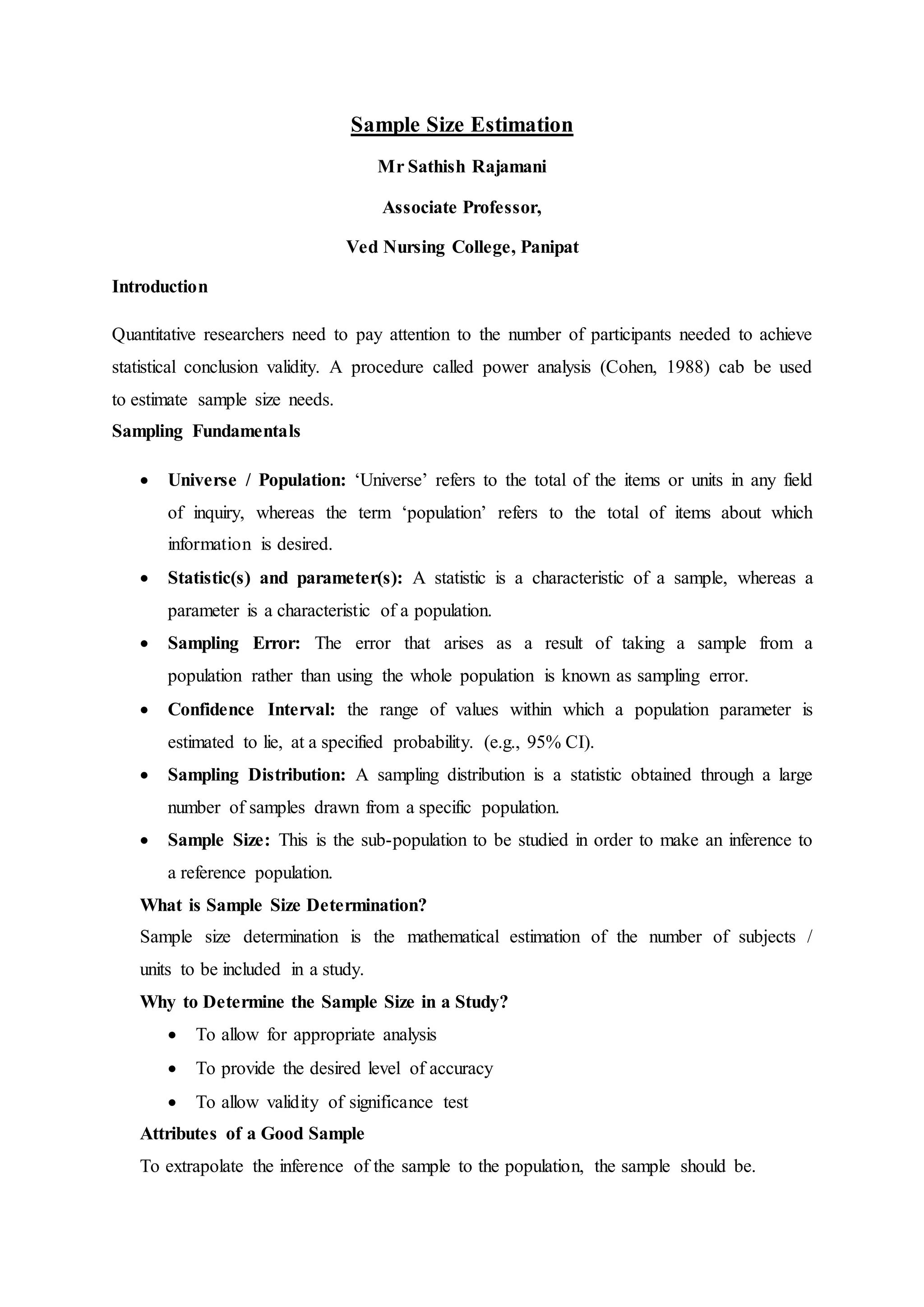 Sample size determination | DOCX