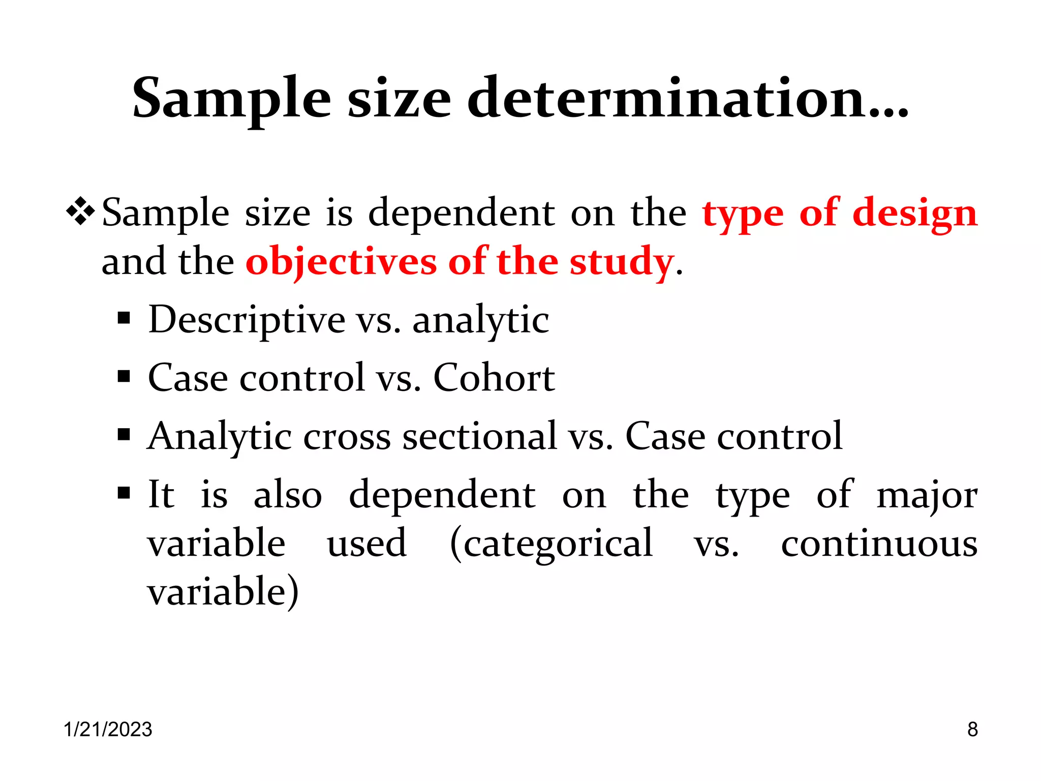 Sample size determination.pptx | Physics | Science