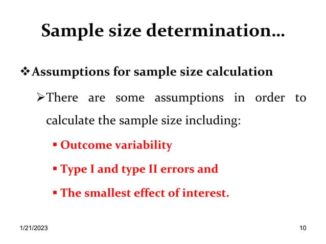 Sample size determination.pptx | Physics | Science