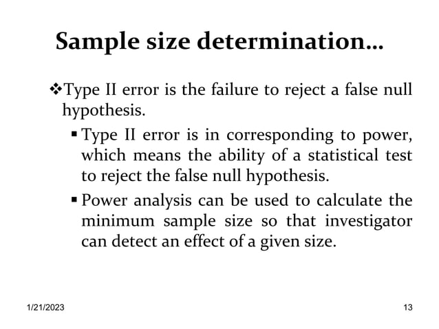 Sample size determination.pptx | Physics | Science