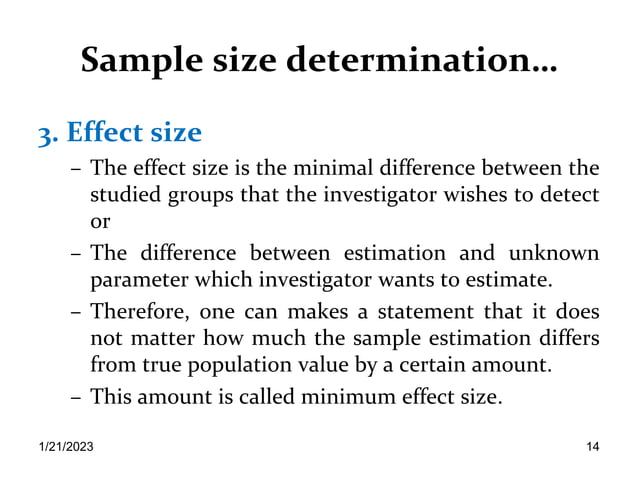 Sample size determination.pptx | Physics | Science