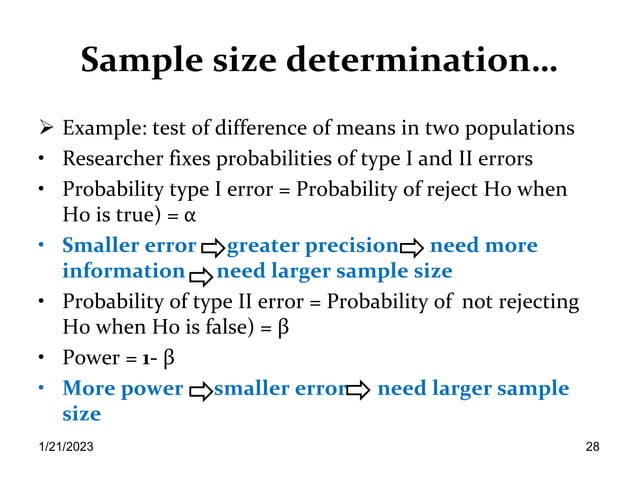Sample size determination.pptx | Physics | Science