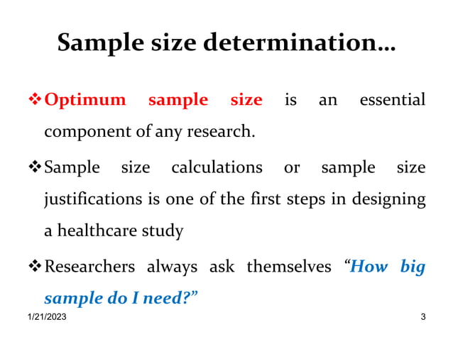 Sample size determination.pptx | Physics | Science