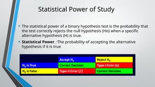 sample size determination and power of study | PPTX