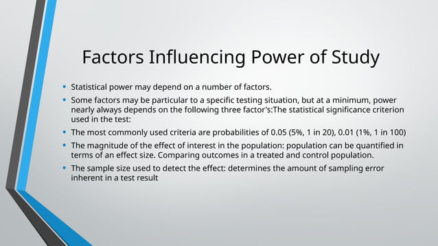 sample size determination and power of study | PPTX | Physics | Science