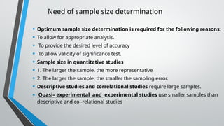 sample size determination and power of study | PPTX