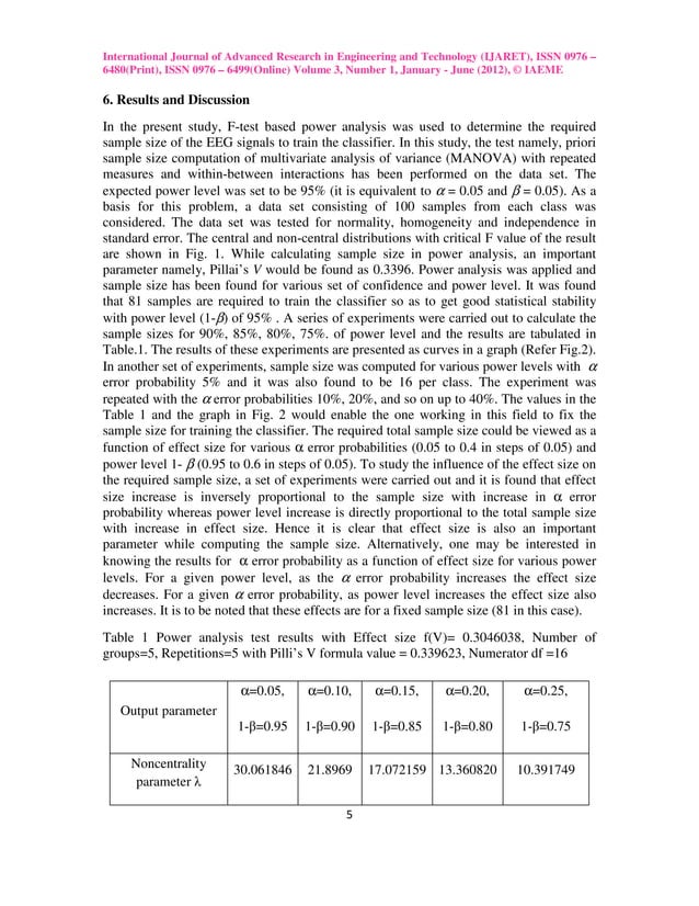 Sample Size Determination For Classification Of Eeg Signals Using Power Analysis In Machine