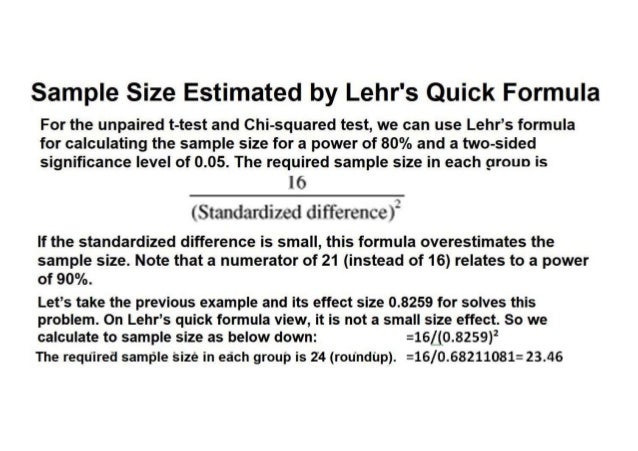 Sample size estimated by Altman's Nomogram and Lehr's formula by S ...