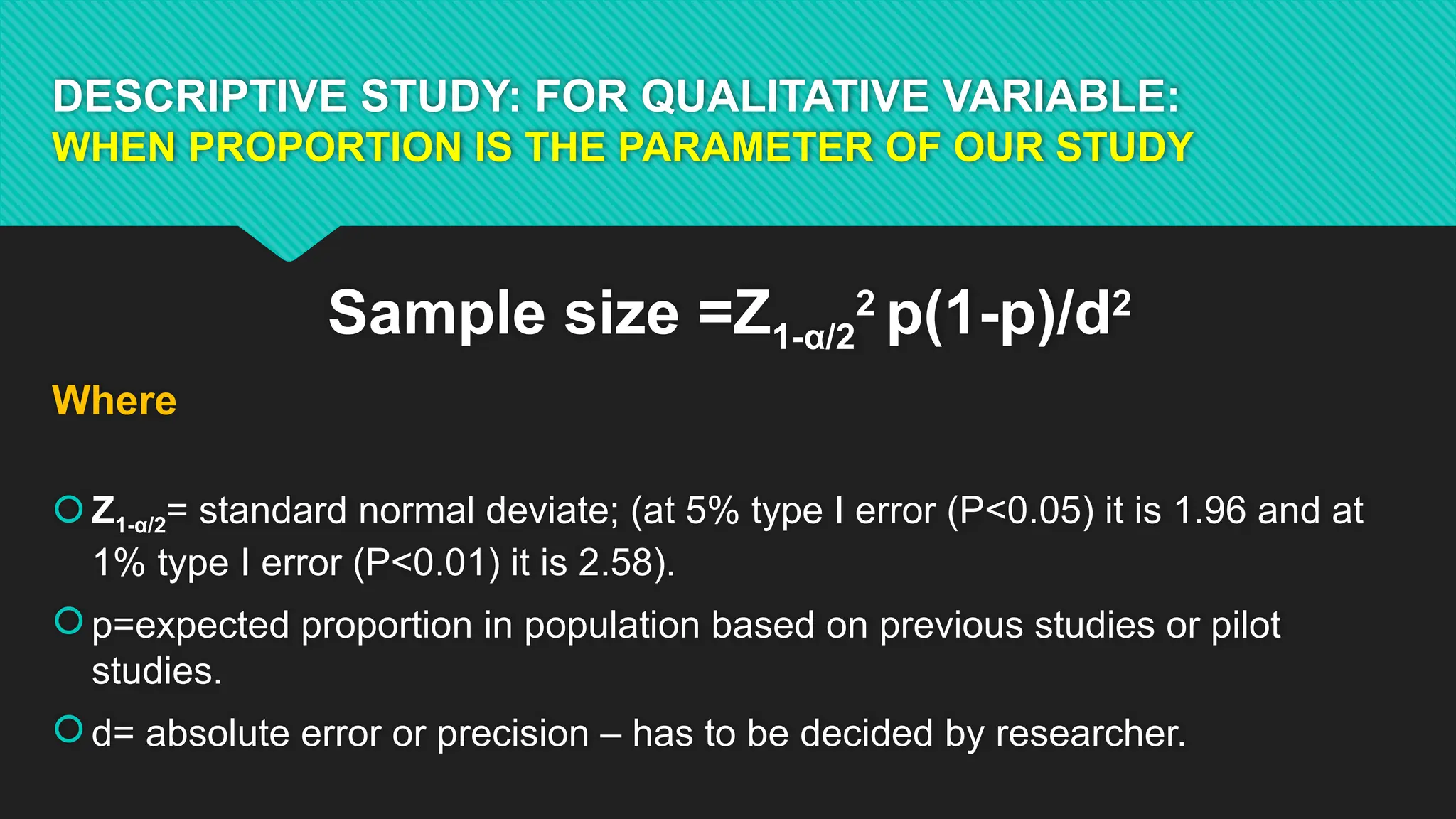 Sample size estimation in health research | PPTX