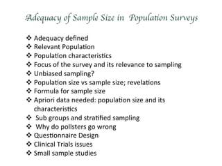 Adequacy of sample size in population surveys | PPT