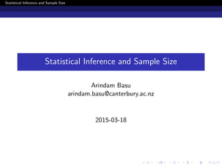 A Lecture on Sample Size and Statistical Inference for Health ...