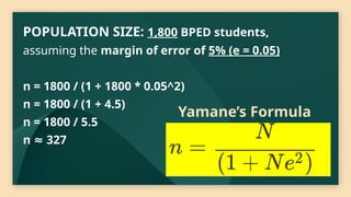 Presentation on the Formula to get the Sample Size | PPT