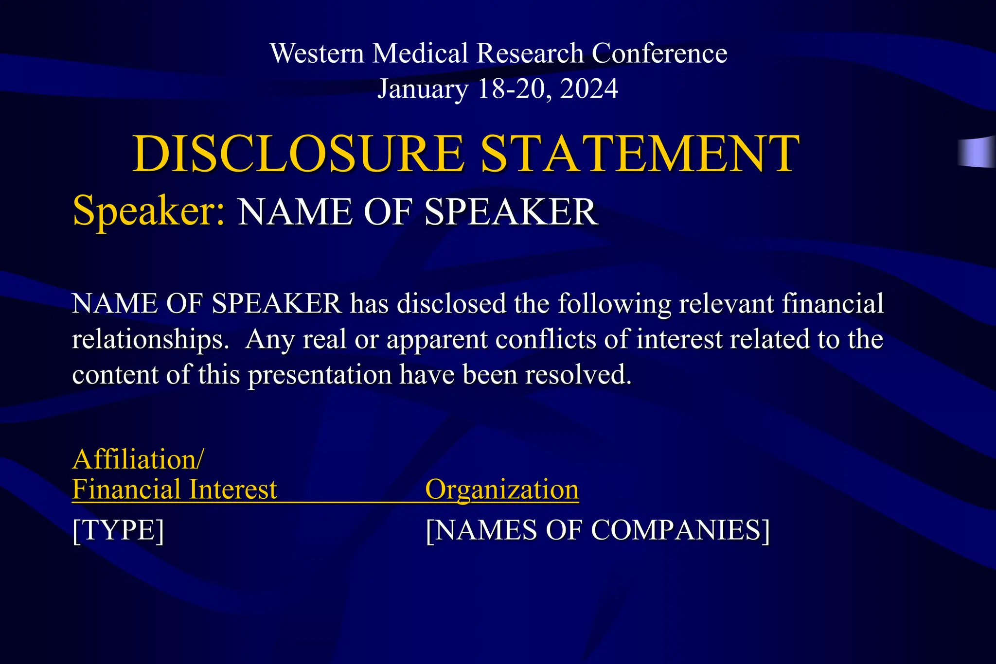 Sample slideshow disclosure slides - author | PPT