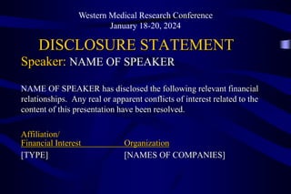 Sample slideshow disclosure slides - author | PPT