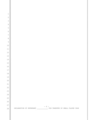 Sample small claims transfer declaration for California | DOC