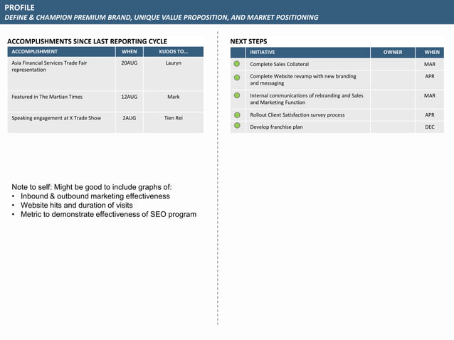 Sample SME Board of Directors dashboard | PPT