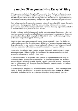 Samples Of Argumentative Essay Writing. 004 Essay Example Ideas For ...