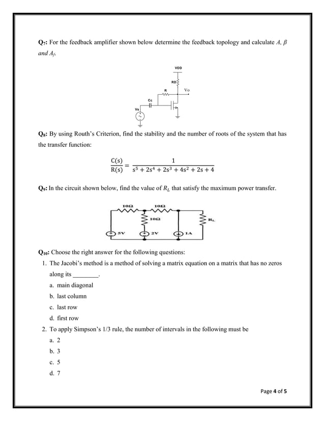 Samples of competitive examination questions: Part I | PDF