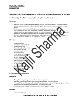 Samples of courtesy sem 2 | PDF