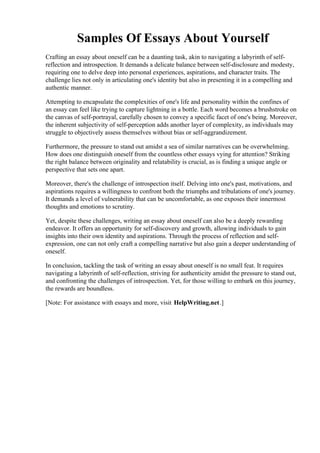 Samples Of Essays About Yourself | PDF