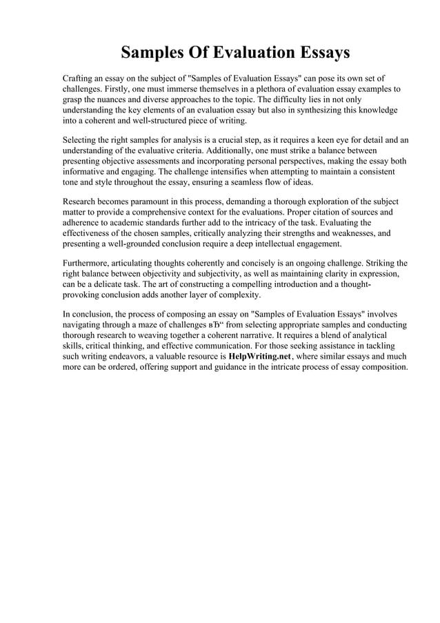 Samples Of Evaluation Essays. Evaluation Essay - 9 Examples, Format ...
